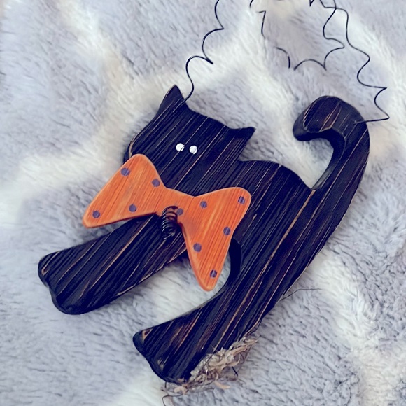 Mangelson’s | Holiday | Vintage Mangelsons Black Cat W Bow Tie Wooden ...